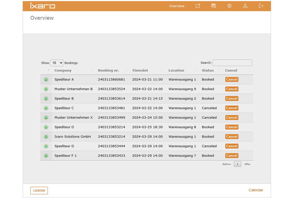 IXARO time slot management